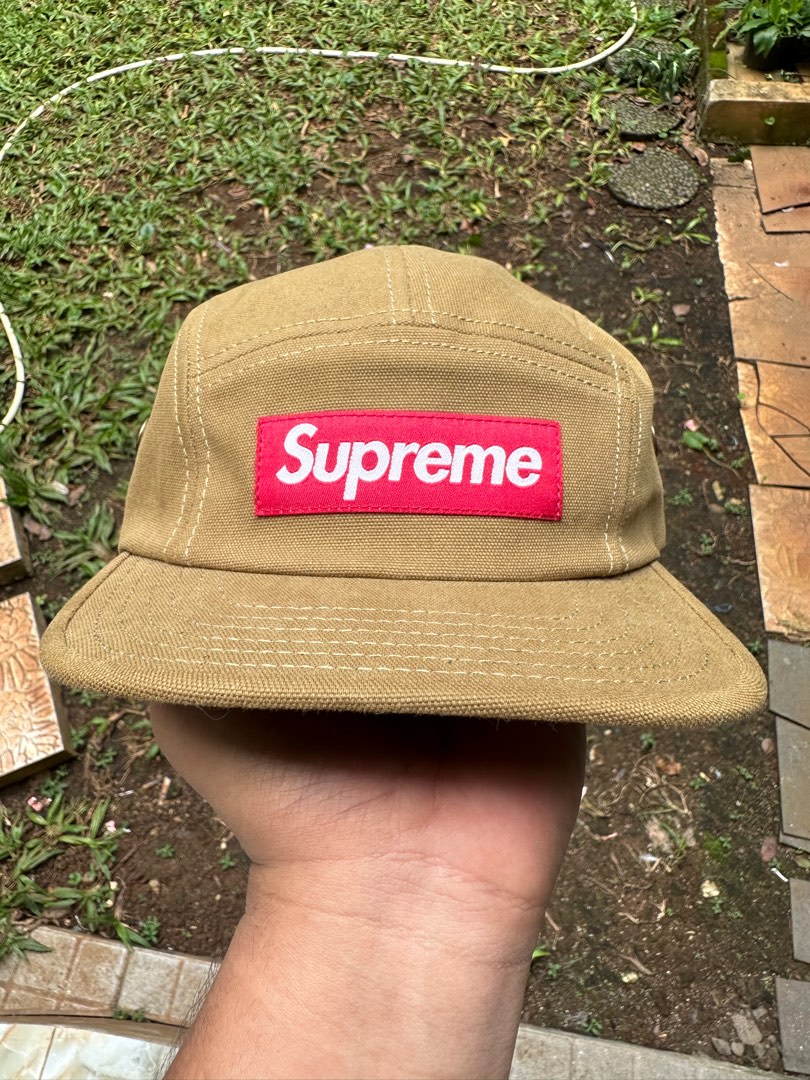 supreme 5 panel hat cap topi beige cream not camo vintage bass pro ...
