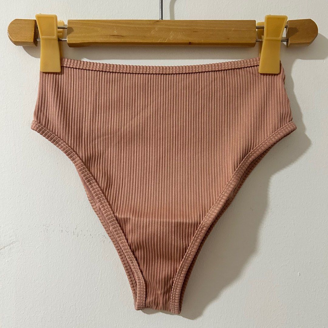 SYLK SWIM Blush Pink Ribbed High Rise Bikini Base Bottom XS, Women's ...