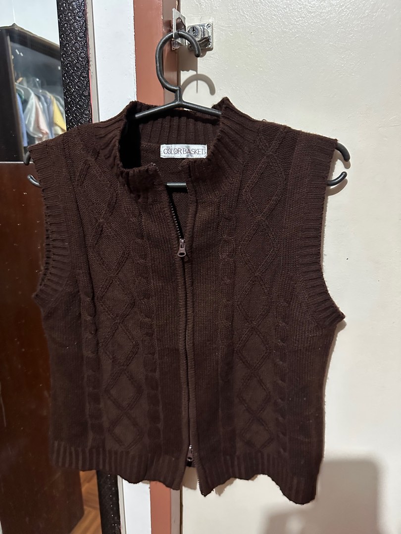 Thrifted brown knitwear vest, Women's Fashion, Tops, Others Tops on ...