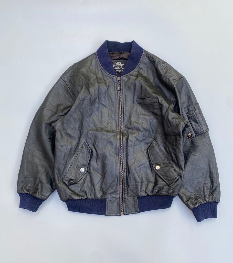 1990s Bugle Boy Leather Bomber Jacket, Men's Fashion, Coats, Jackets ...