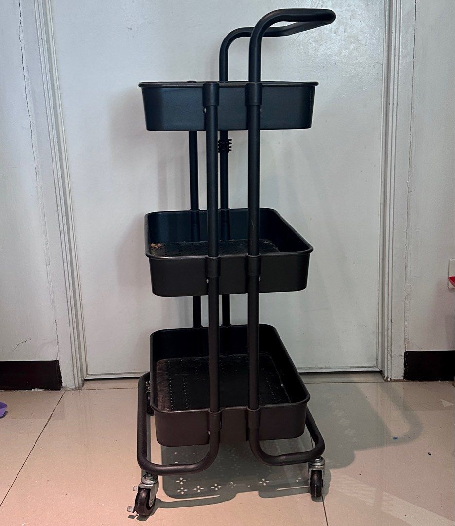 3-Tier Kitchen Utility Trolley Cart Shelf Locaupin Storage Rack ...