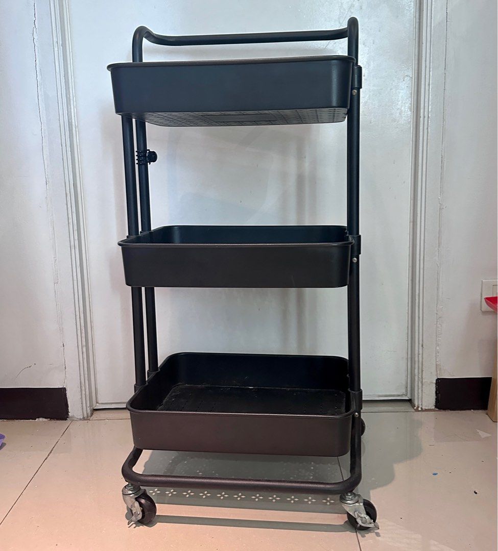 3-Tier Kitchen Utility Trolley Cart Shelf Locaupin Storage Rack ...