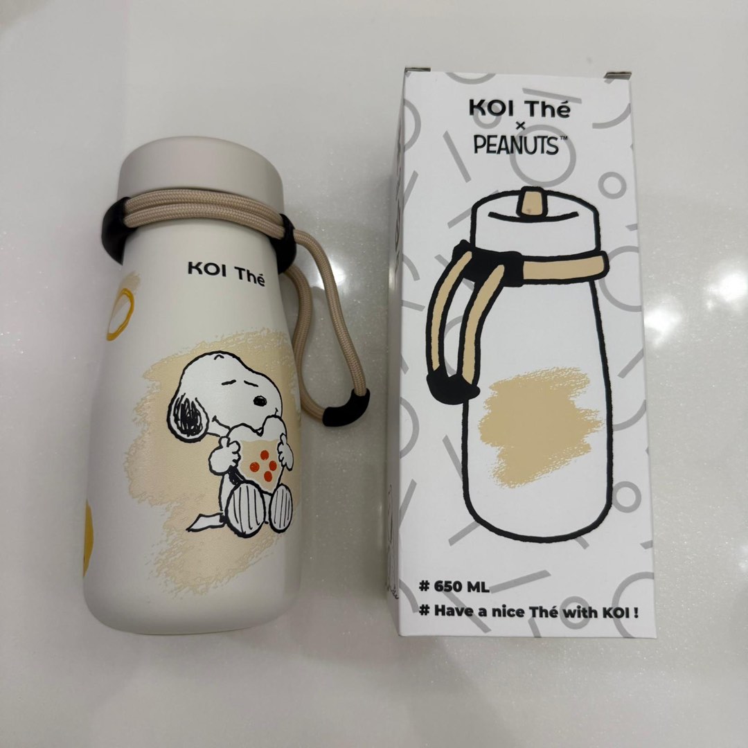 (Last set) 650ML Snoopy Peanuts Koi Thermos Flask Tumbler Bottle, Furniture & Home Living ...