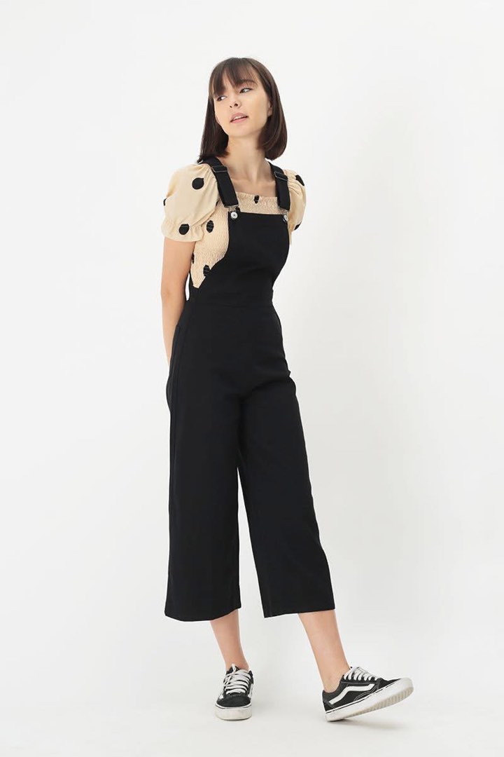 AFA TOMMY SIDE ZIP DUNGAREE IN BLACK, Women's Fashion, Dresses & Sets ...