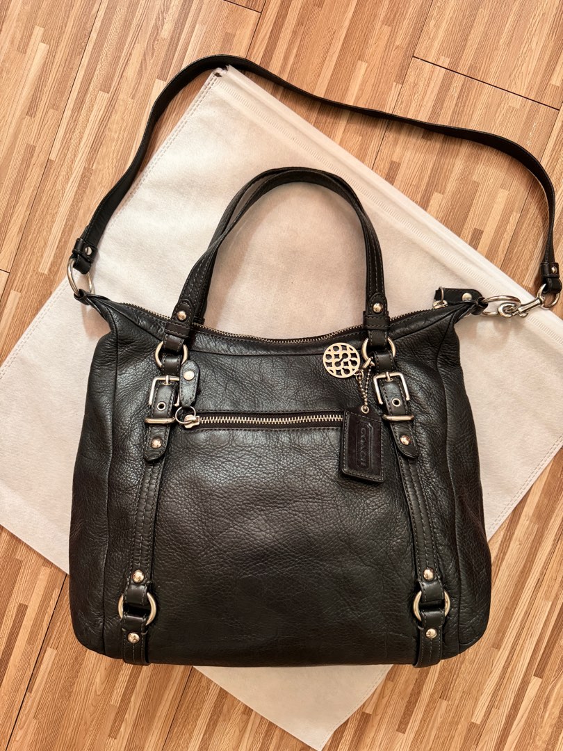 Coach Two Way Black Leather Bag, Luxury, Bags & Wallets on Carousell
