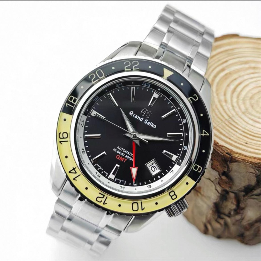 Custom GS Grand Seiko GMT Mod 44mm Black and Yellow, Men's Fashion ...