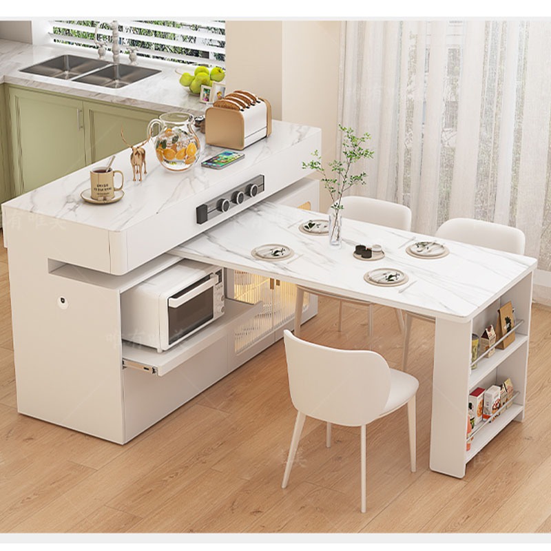 Dining table/Island dining table with integrated retractable and ...