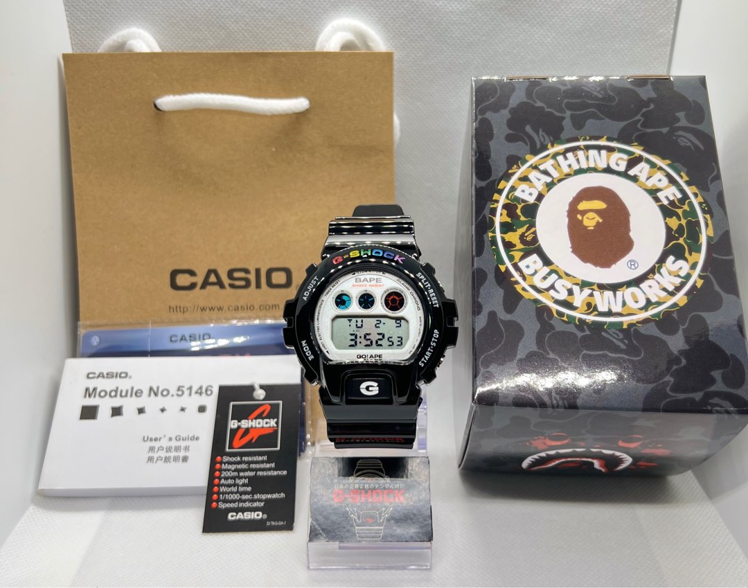 dw6900 crazy kaler collab BATHING APE full black limited edition box ...