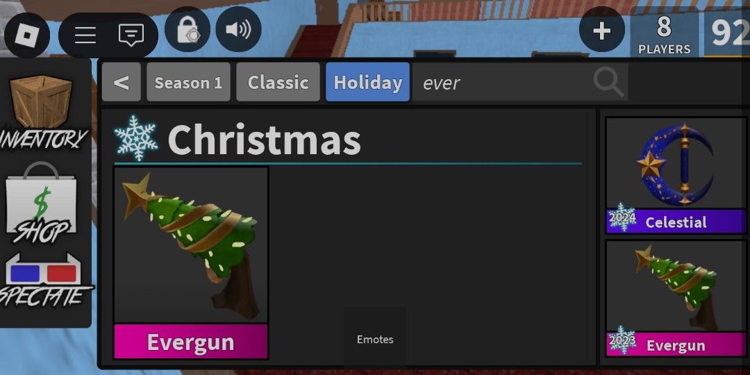 Evergun (hight tier godly) murder mystery 2 mm2 ROBLOX rblx, Video Gaming, Video Games, Others ...