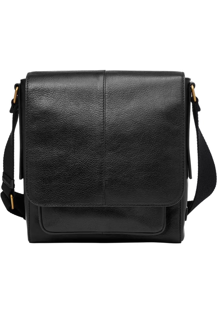Fossil Male's Kayden black Leather Crossbody Bag, Men's Fashion, Bags ...