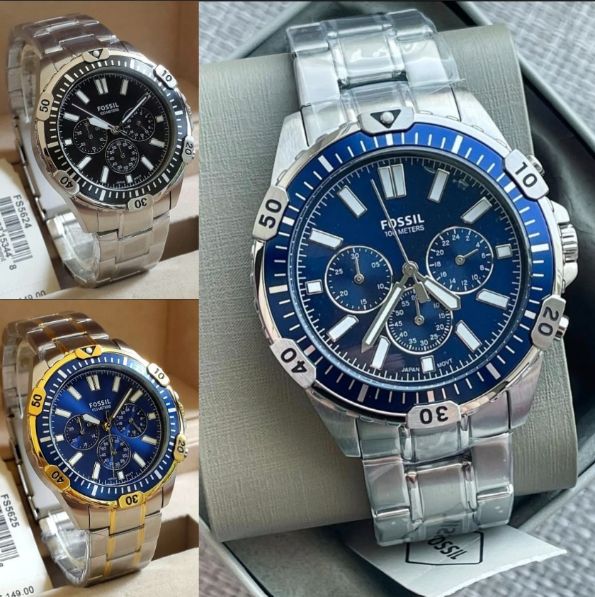 Fossil Men's Watch - Garrett Chronograph Watch with Rotating Bezel in ...
