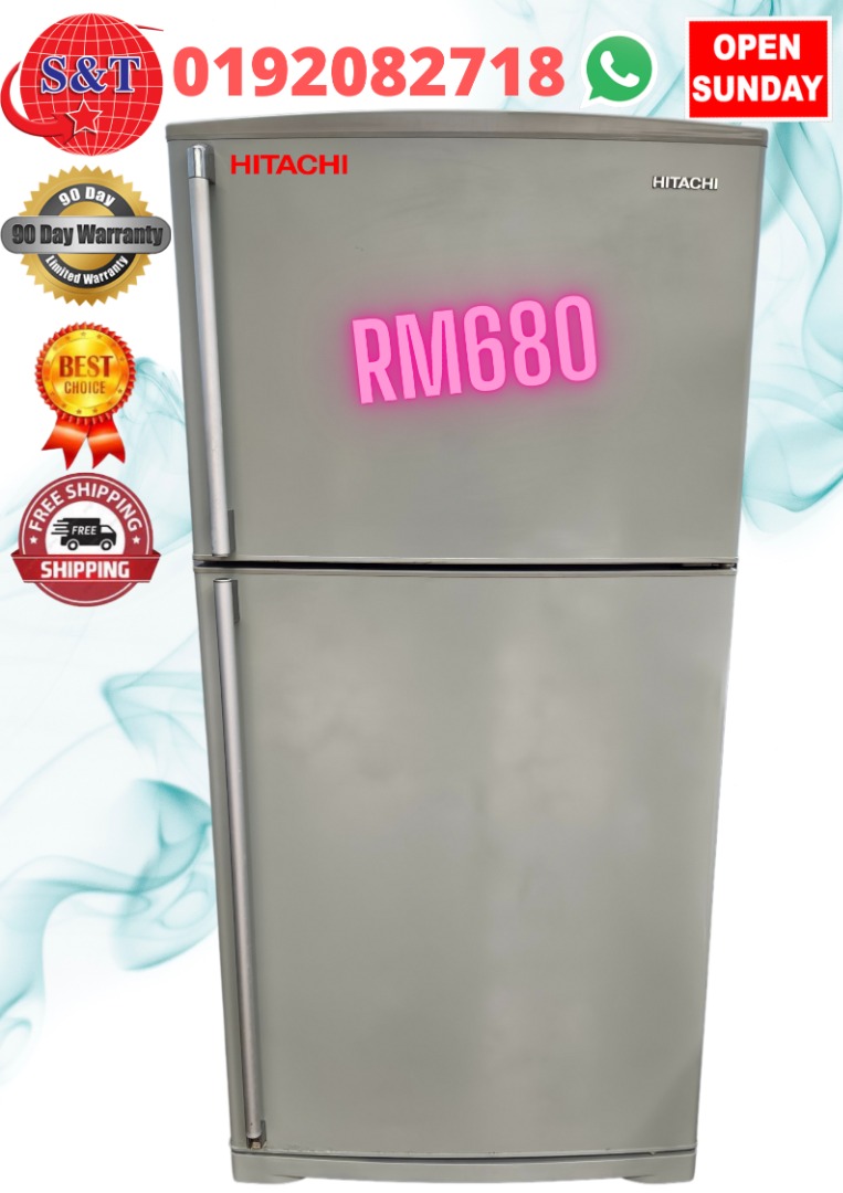 FRIDGE DOUBLE DOOR HITACHI GREY, TV & Home Appliances, Kitchen ...