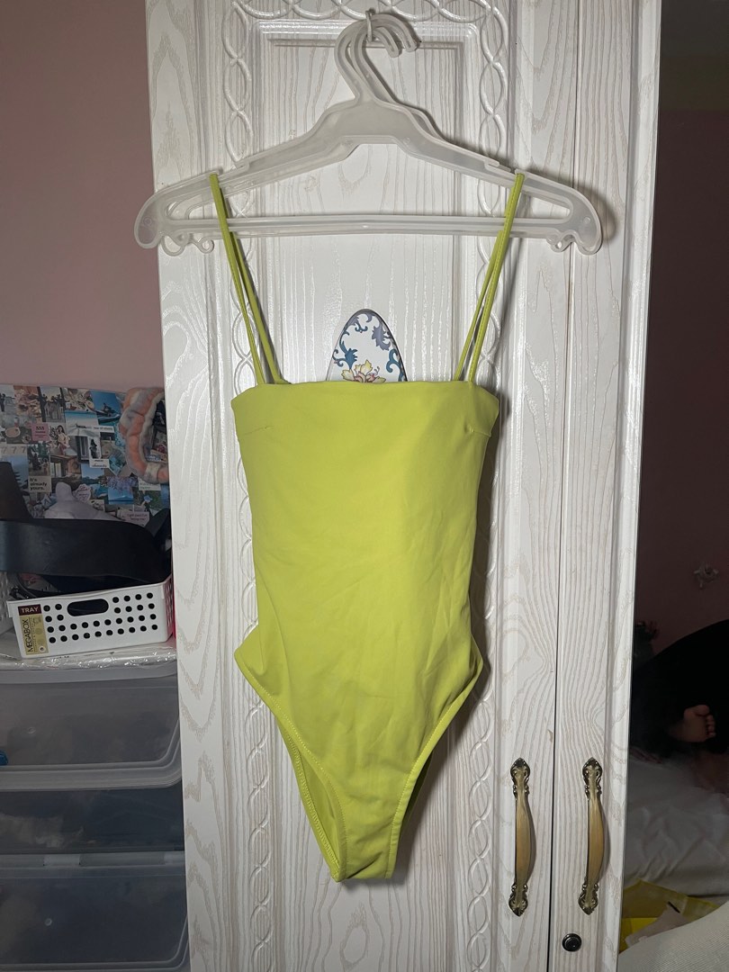 Green Backless One Piece Bikini Swimsuit, Women's Fashion, Swimwear ...