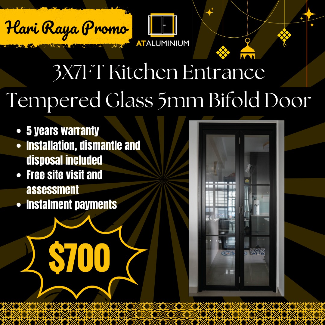 [HARI RAYA PROMOTION] 3x7ft Kitchen Entrance Aluminium Bifold Door ...
