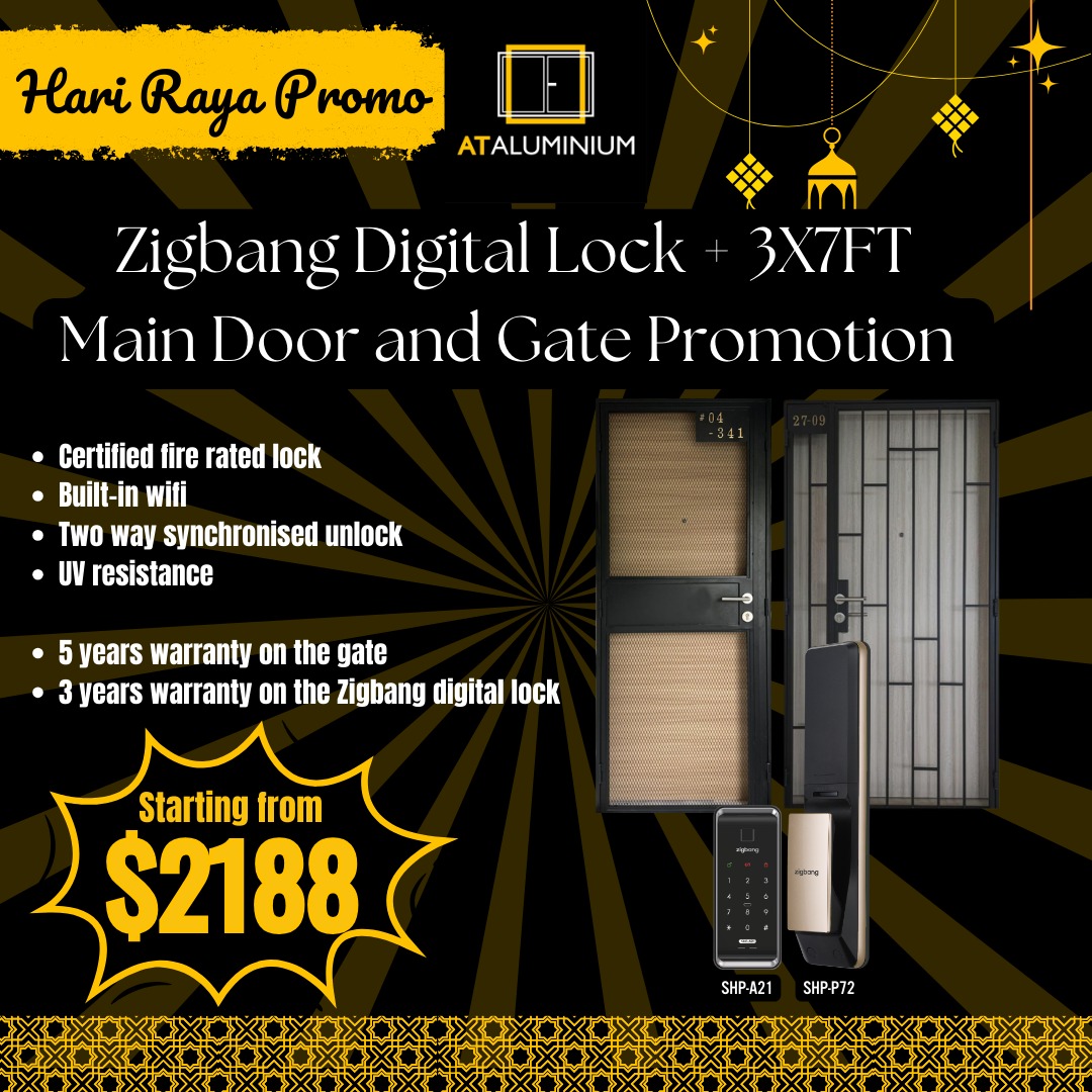 [HARI RAYA PROMOTION] 3x7ft Mild Steel Gate & Door + Zigbang SHP-P72 & SHP-A21 Digital Lock ...
