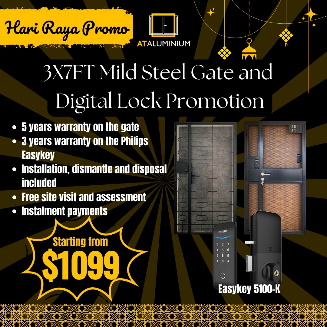 [HARI RAYA PROMOTION] 3x7ft Mild Steel Gate & Philips Digital Lock ...