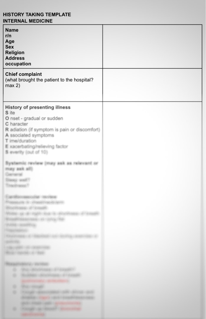 Internal medicine history taking template, Hobbies & Toys, Books ...