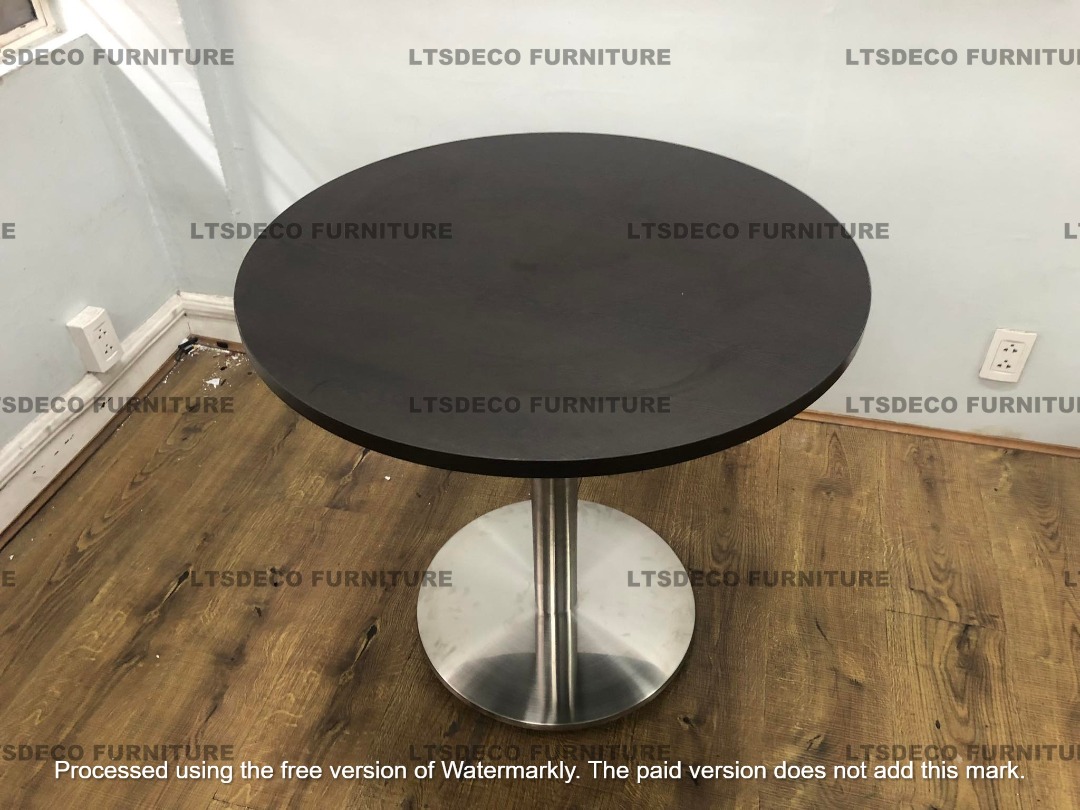 Laminated Top and Chrome Plated Leg Round Mini Conference Table Office ...