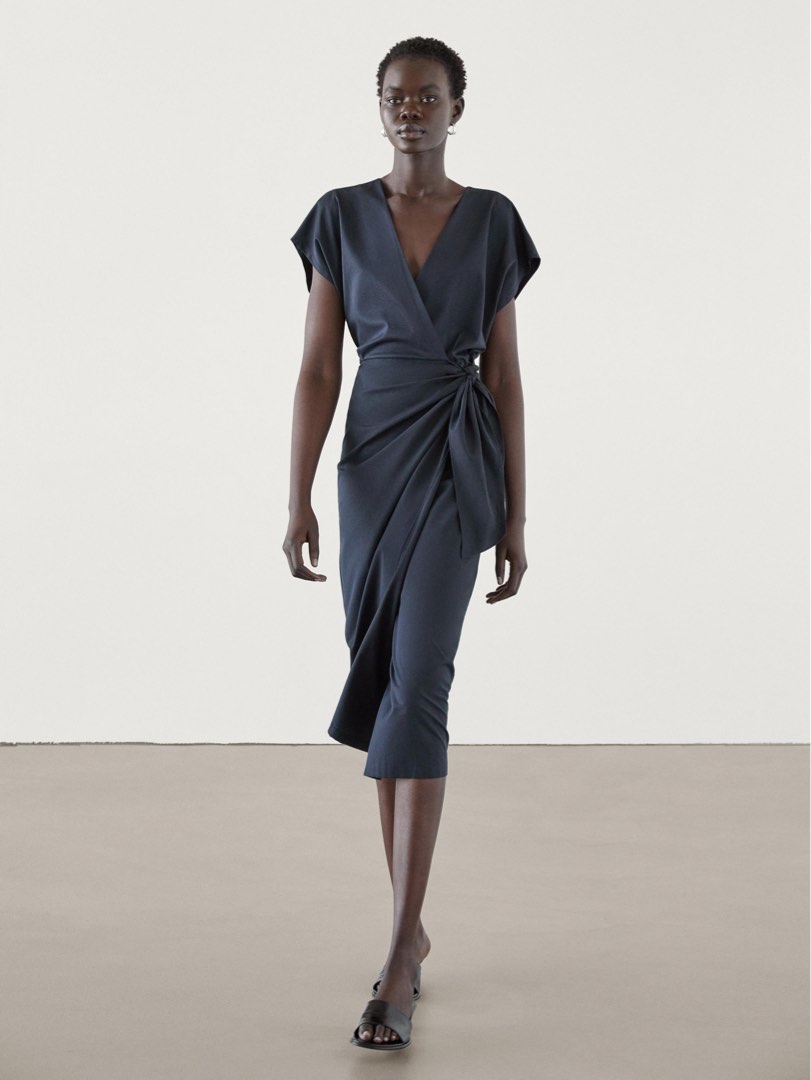Massimo Dutti Poplin Wrap Mini Dress, Women's Fashion, Dresses & Sets ...