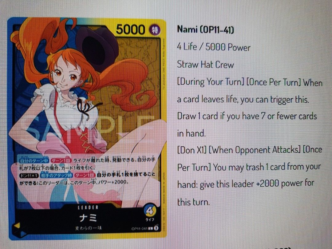 One Piece TCG - OP11 Nami Leader Support Cards, Hobbies & Toys, Toys ...