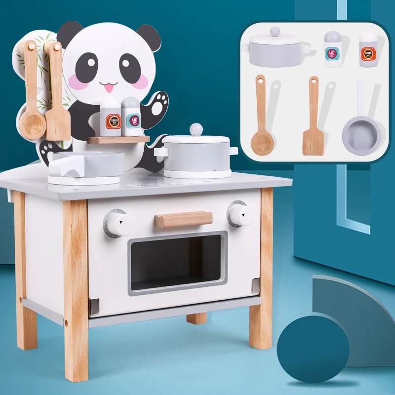Playing house simulation wooden production panda stove early childhood ...