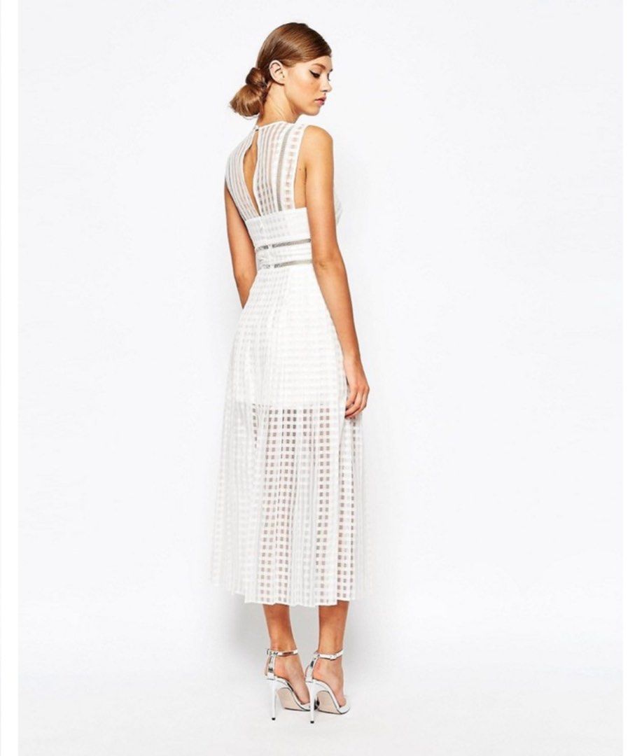 RTP US$450 Self Portrait - Sheer Check Midi Dress, Women's Fashion ...