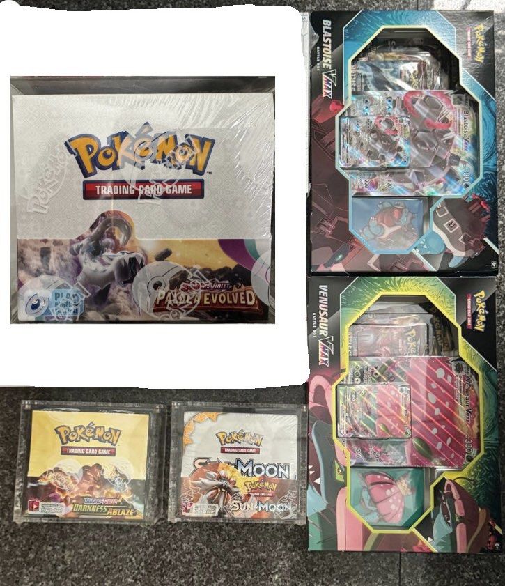 SEALED POKEMON BOOSTER BOX COLLECTION BOXES VENUSAUR BLASTOISE VMAX SUN ...
