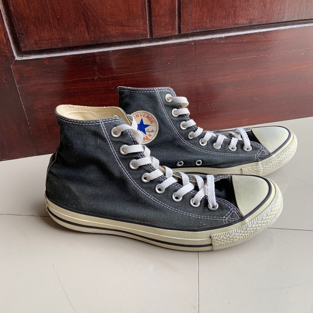 Sepatu Converse Chuck Taylor Hi Black White all star ORIGINAL heelpatch ...
