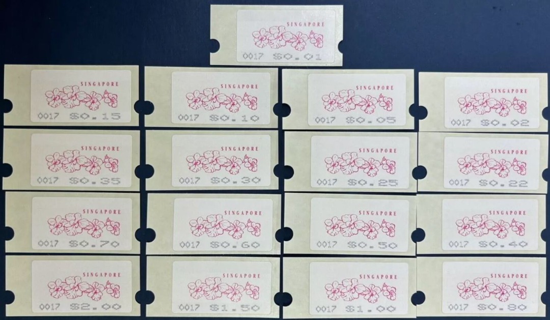 Singapore stamps 1995 Frama labels Orchid design complete set 17pcs ...