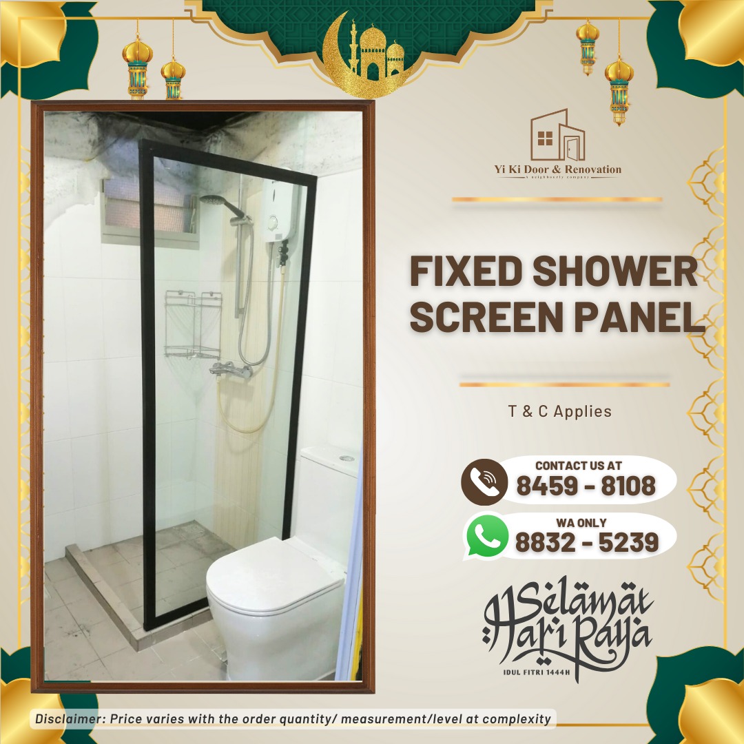 Fixed Panel Shower Screen, Furniture & Home Living, Bathroom & Kitchen ...