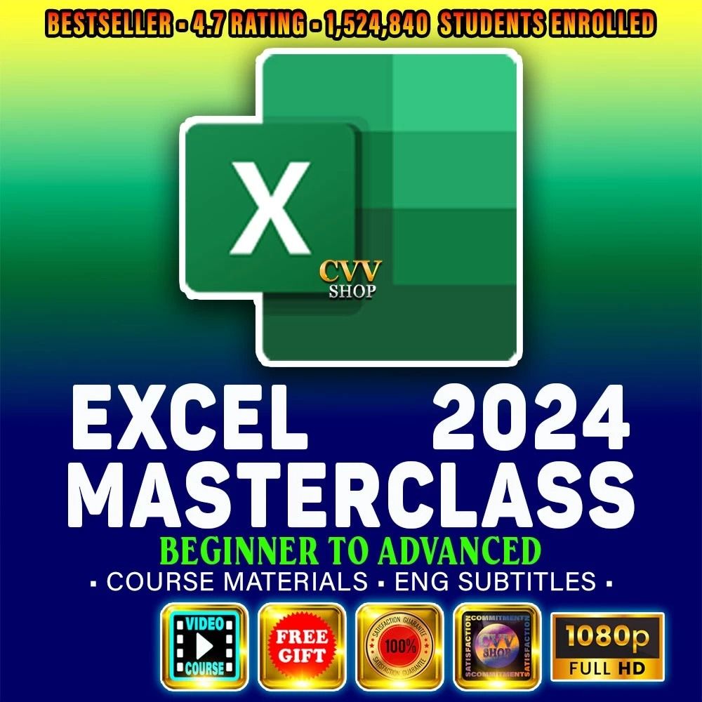 Video Course For PC - Microsoft Excel Masterclass 2024 - Beginner Basic To Advanced, Computers ...
