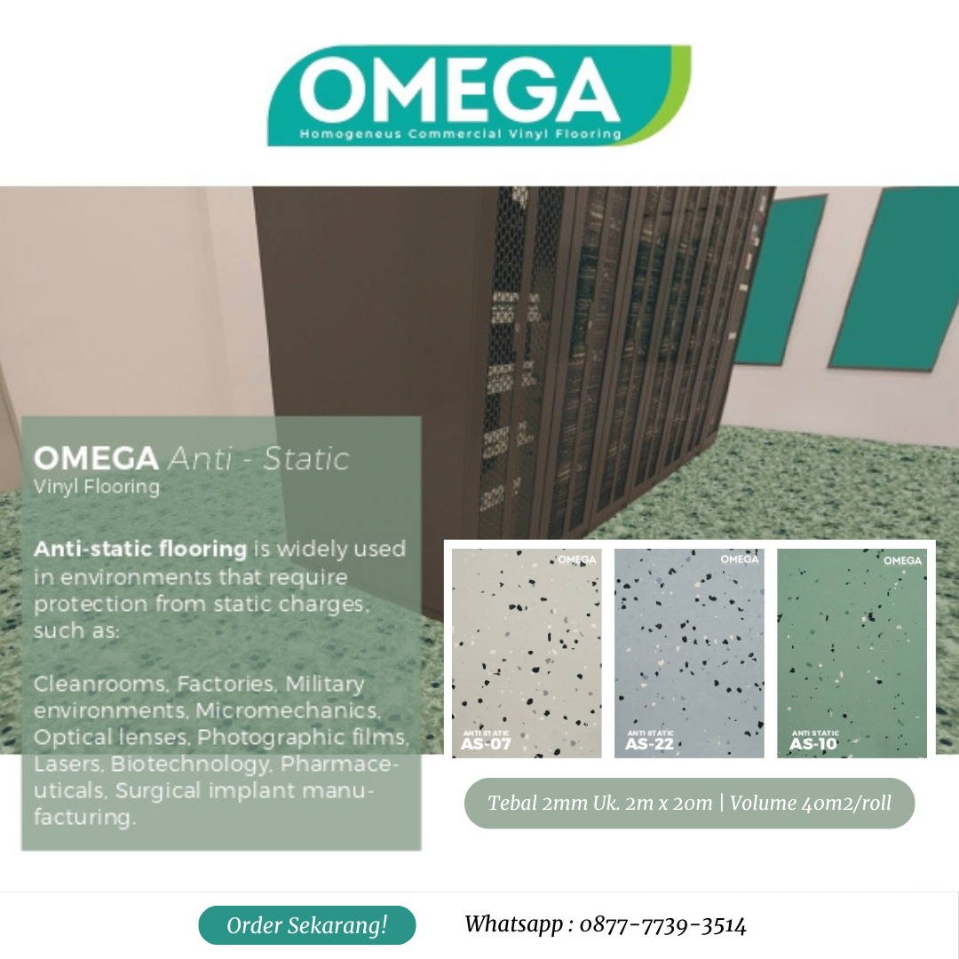 Vinyl Roll Anti Static OMEGA 2mm | Vinyl Rumah Sakit Anti Bakteri ...