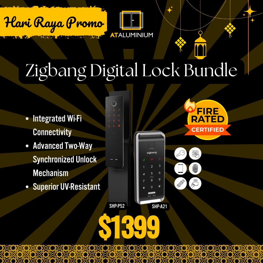 [HARI RAYA PROMOTION] Zigbang Door SHP-P52 + Gate SHP-A21 Digital Lock Bundle Promotion ...