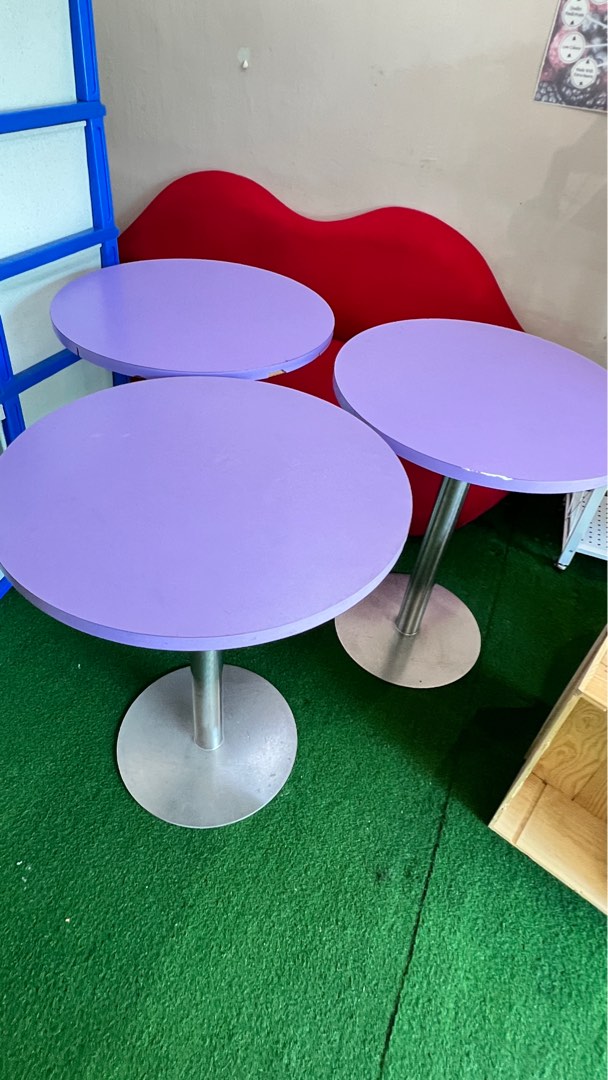 60cm Round purple Coffee Table x 3 Units, Furniture & Home Living ...