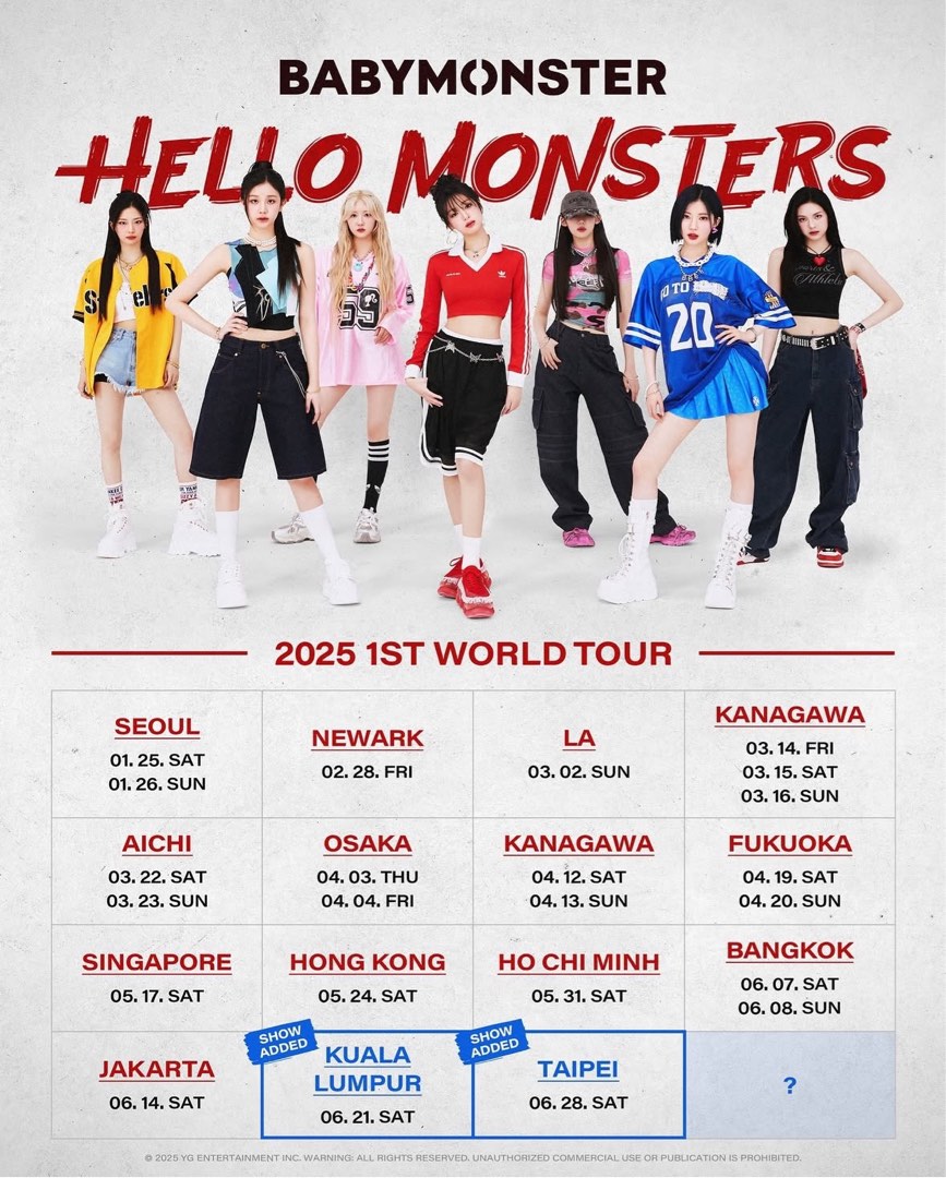BABYMONSTER BM BAEMON World Tour Asia Hello Monsters Singapore Kuala ...