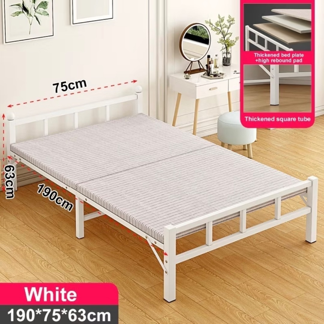 Bedroom Single Foldable Bed | Simple Folding Bed Frame With Mattress ...