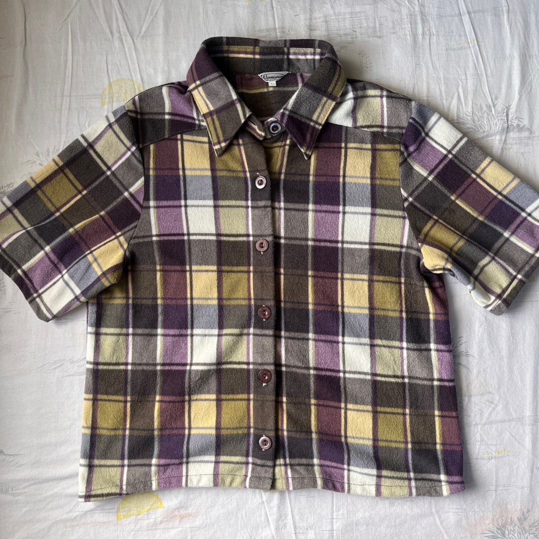 Boxy Cropped Y2K-like Short Sleeve Polo (Ube-Keso Color), Men's Fashion ...