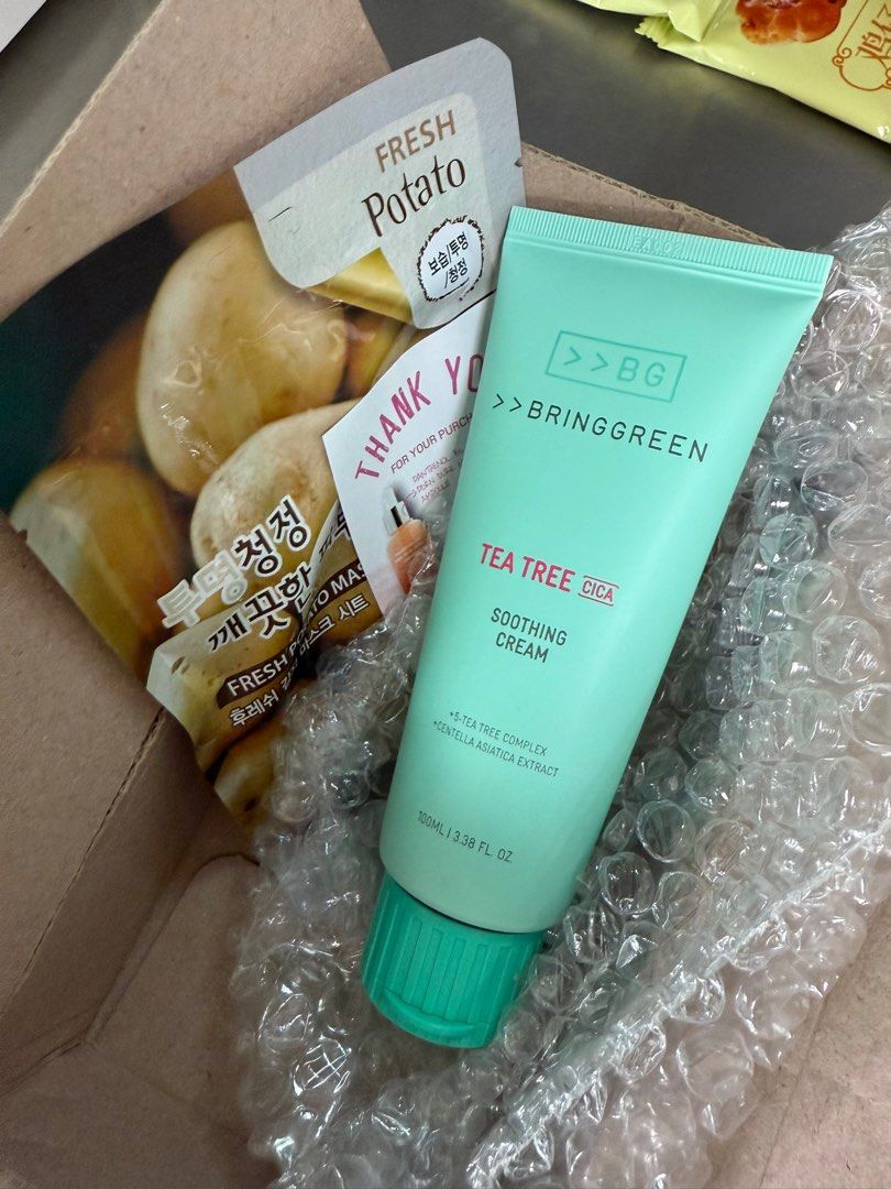 BRING GREEN Tea tree cica soothing cream 100ml from korea, Beauty ...