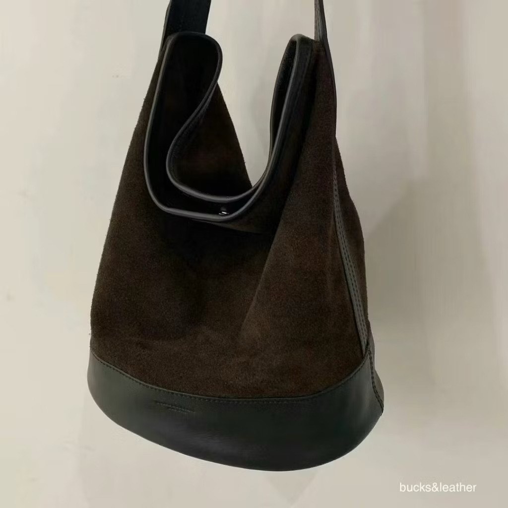 ！降！韓國bucks&leather牛皮麂皮水桶包/先轉免運, 她的時尚, 包包、錢包, 肩背、側背包在旋轉拍賣