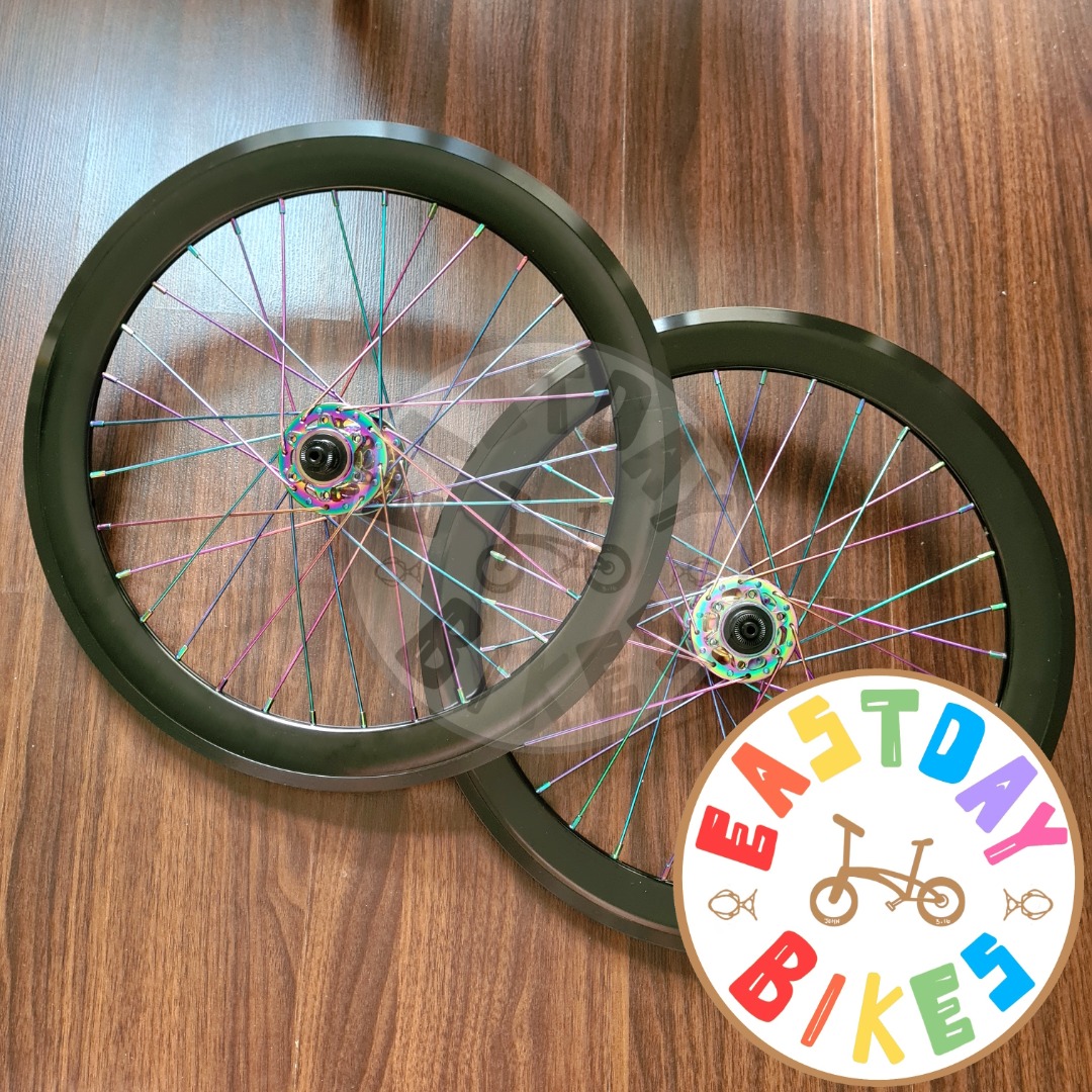 Custom Aero 20 Inch (406) Disc Brake Rims Wheelset - Oil Slick Aurora ...