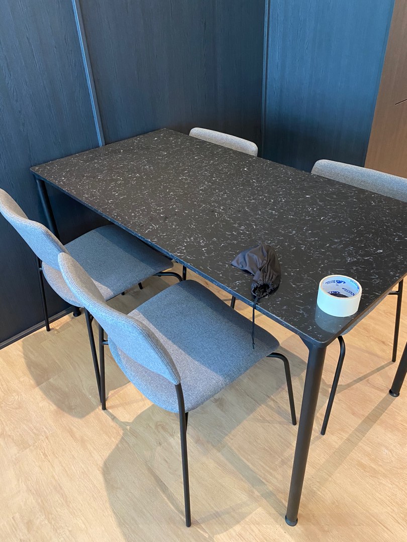 Quartz Dining table and 4 x Commune Dining Chairs set, Furniture & Home ...