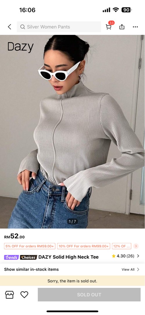 DAZY Shein Turtle Neck Shirt, Women's Fashion, Tops, Longsleeves on Carousell