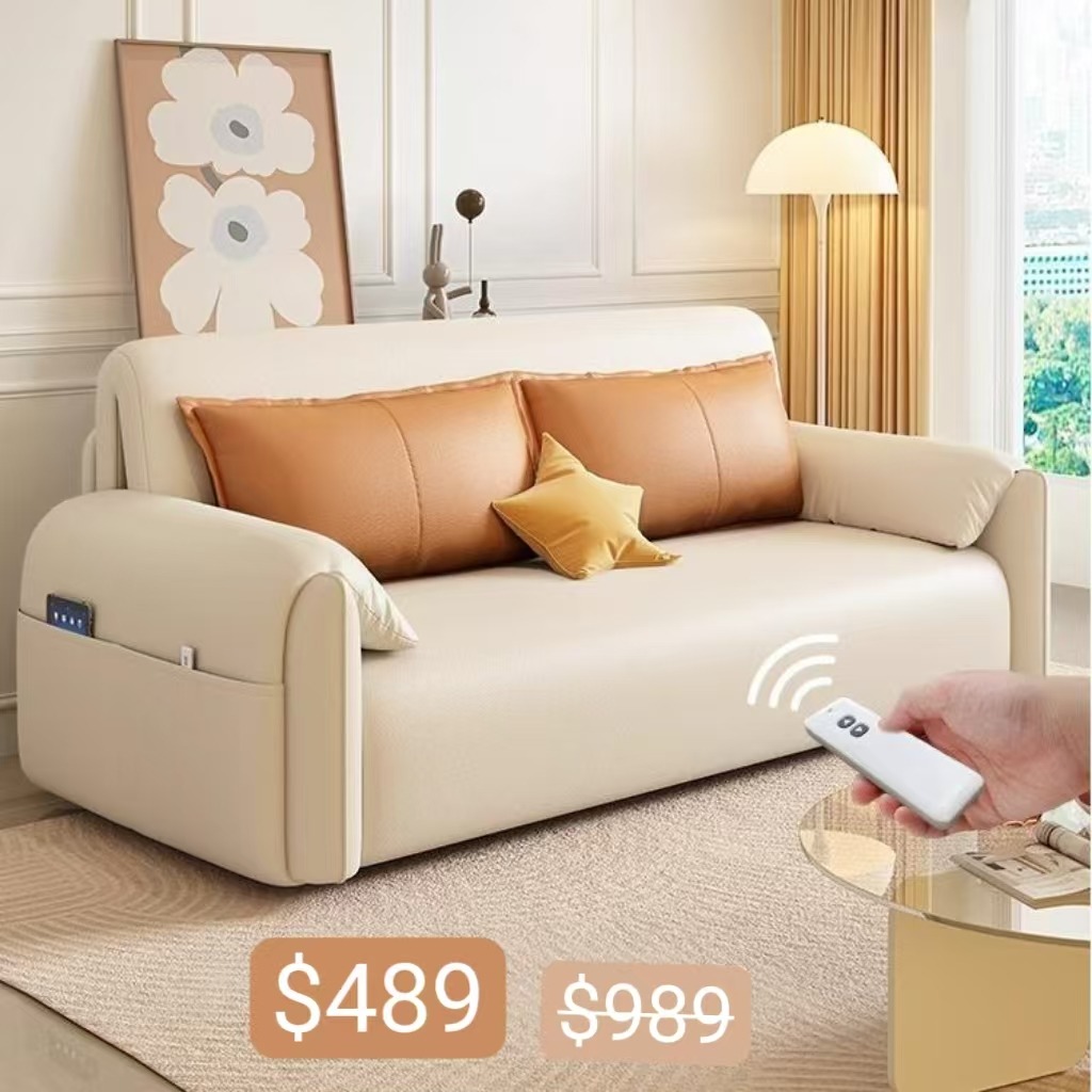 Electric multifunctional sofa bed cream wind retractable dual-use ...