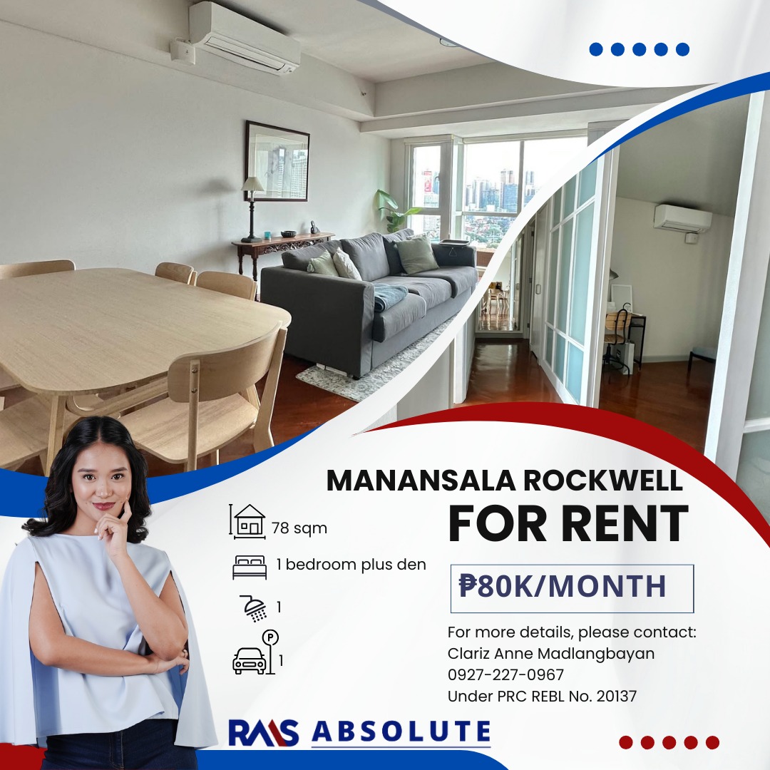 FOR RENT: One Bedroom Unit with Den in Manansala Tower Rockwell Center ...