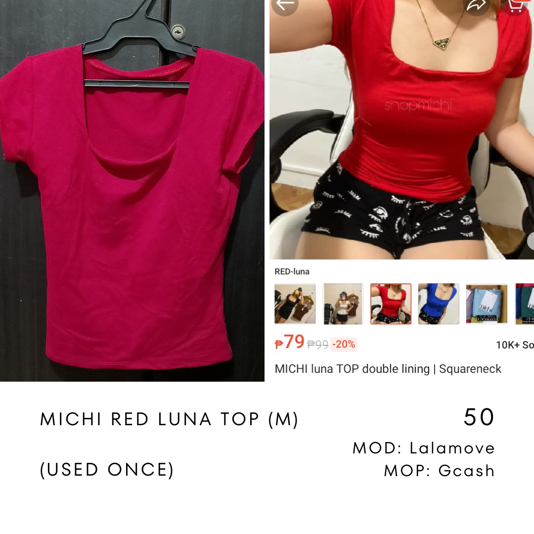 Michi Luna Red Top, Women's Fashion, Tops, Blouses on Carousell