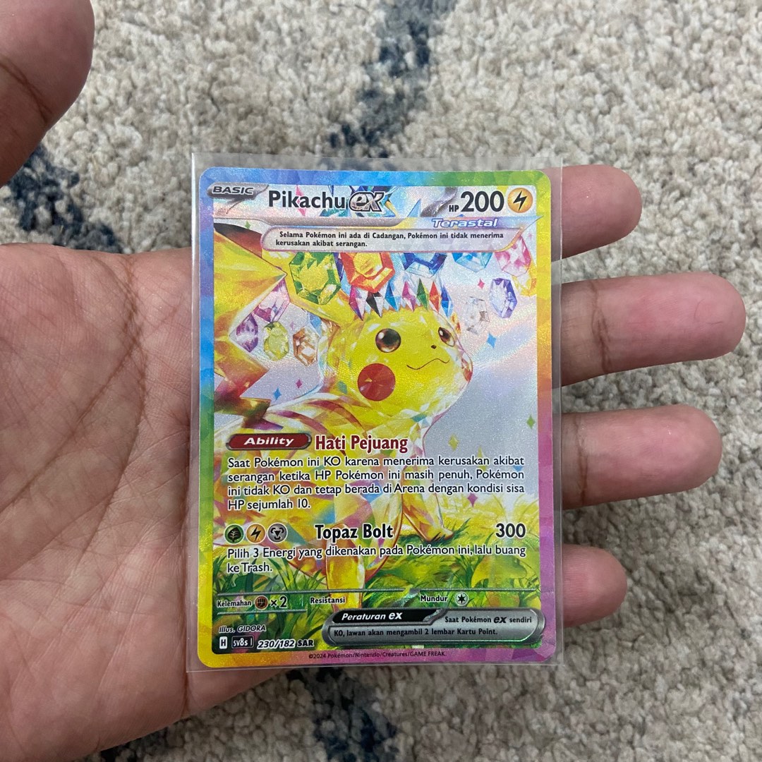 PIKACHU EX SAR 230 / 182 sv8s Kartu Pokemon TCG indonesia ID kilat rasi ...