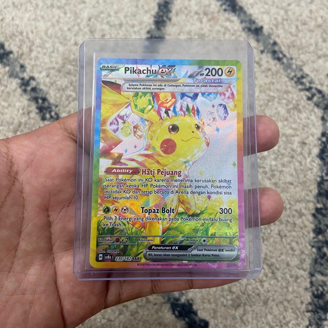 PIKACHU EX SAR 230 / 182 sv8s Kartu Pokemon TCG indonesia ID kilat rasi ...