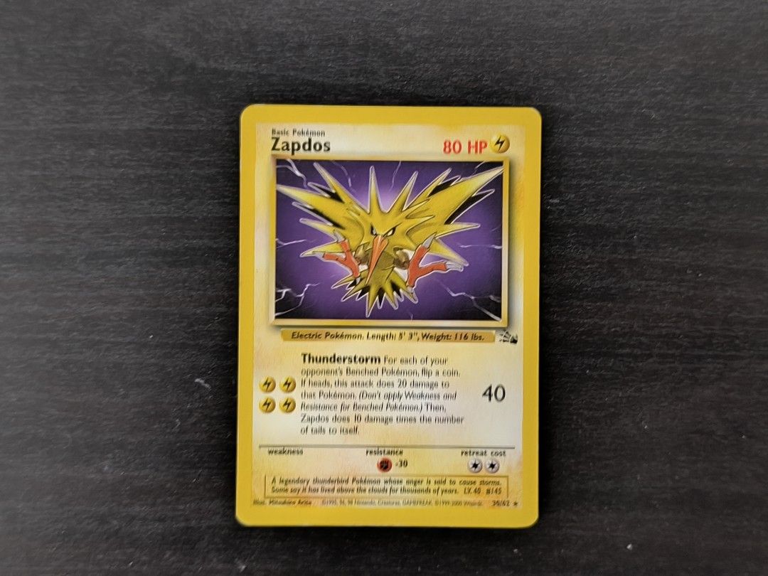 Pokemon Zapdos 30/62 Fossil (Non Holo), Hobbies & Toys, Toys & Games on ...