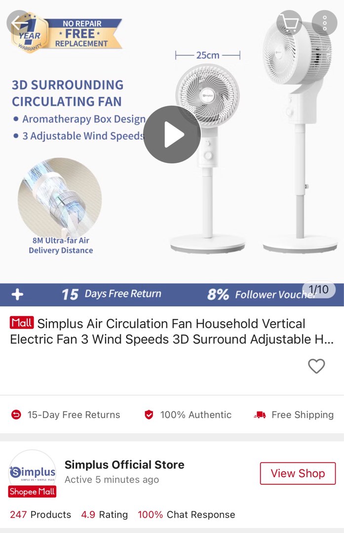 Simplus fans, Furniture & Home Living, Lighting & Fans, Fans on Carousell