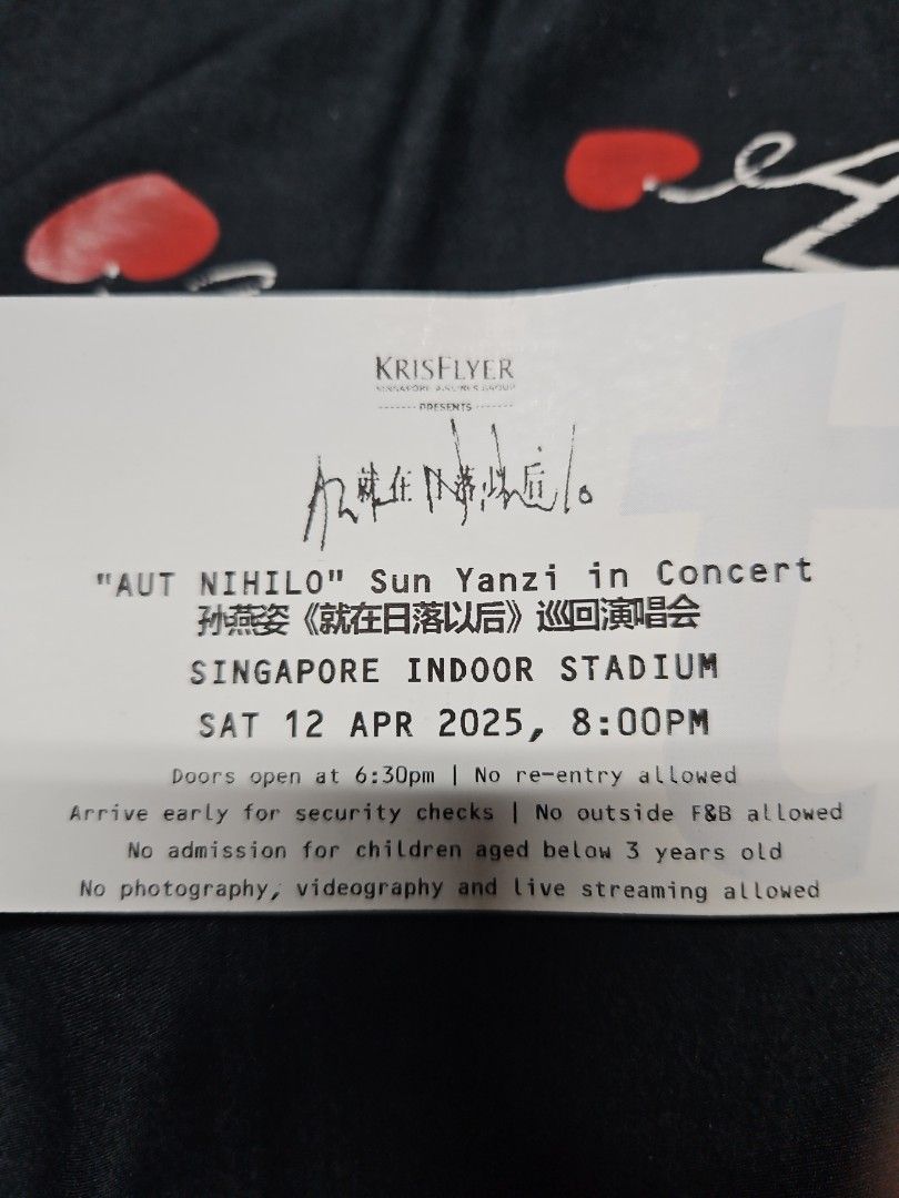 Stephanie Sun Yanzi Cat 1 Concert Ticket - 12th April, Tickets ...